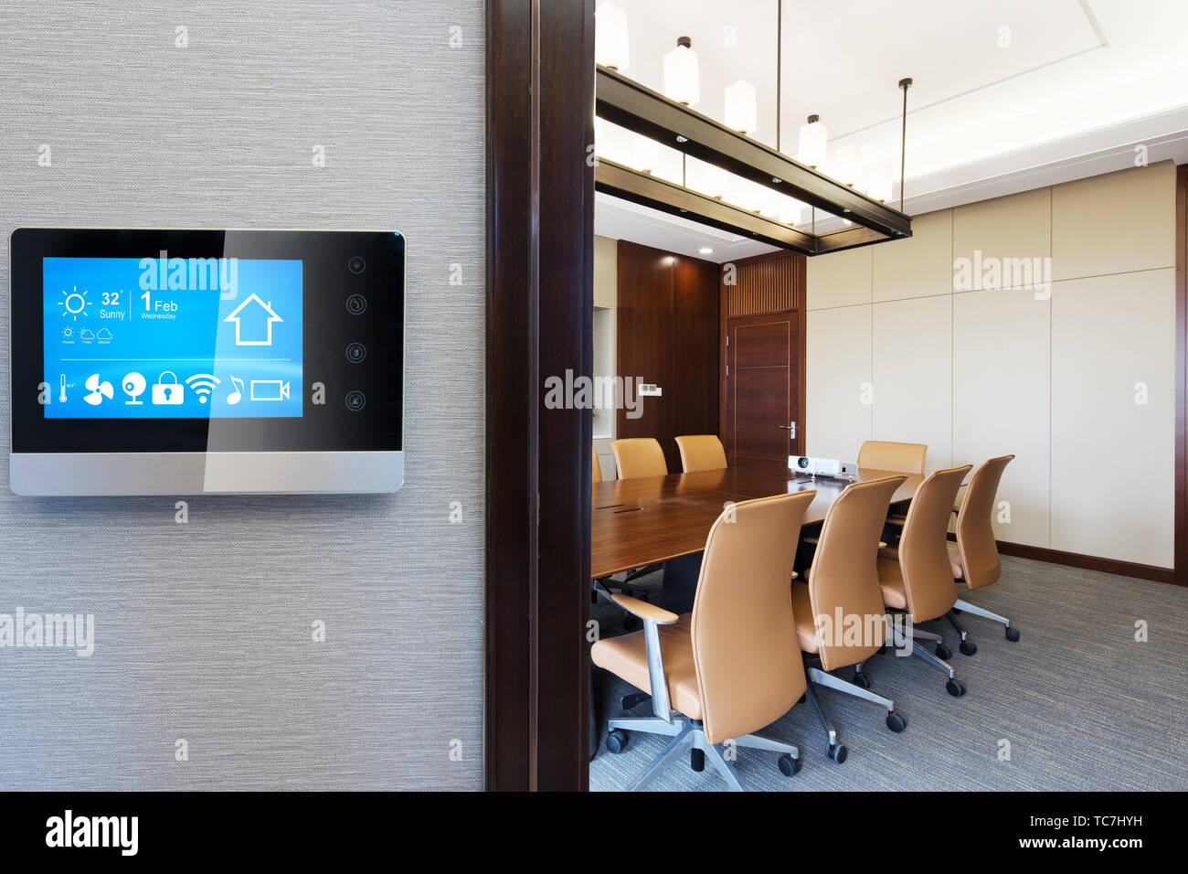 Smartscreen in modern meeting room Stock Photo - Alamy