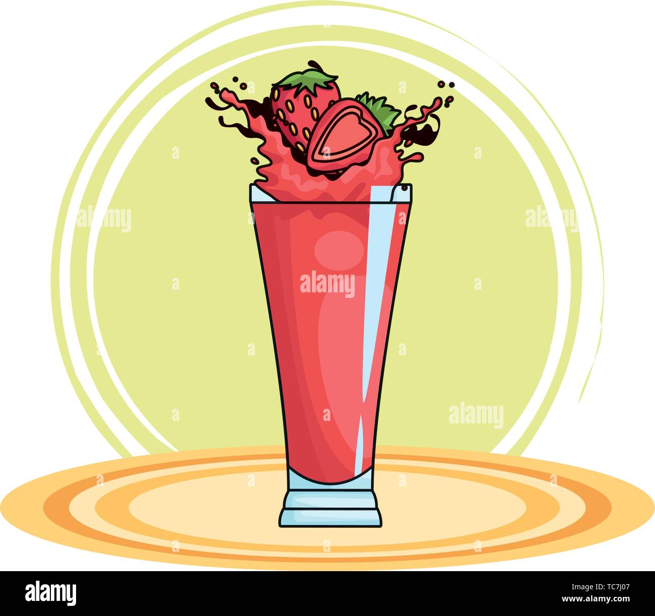 Strawberries splashing refreshment drink cartoon Stock Vector Image ...