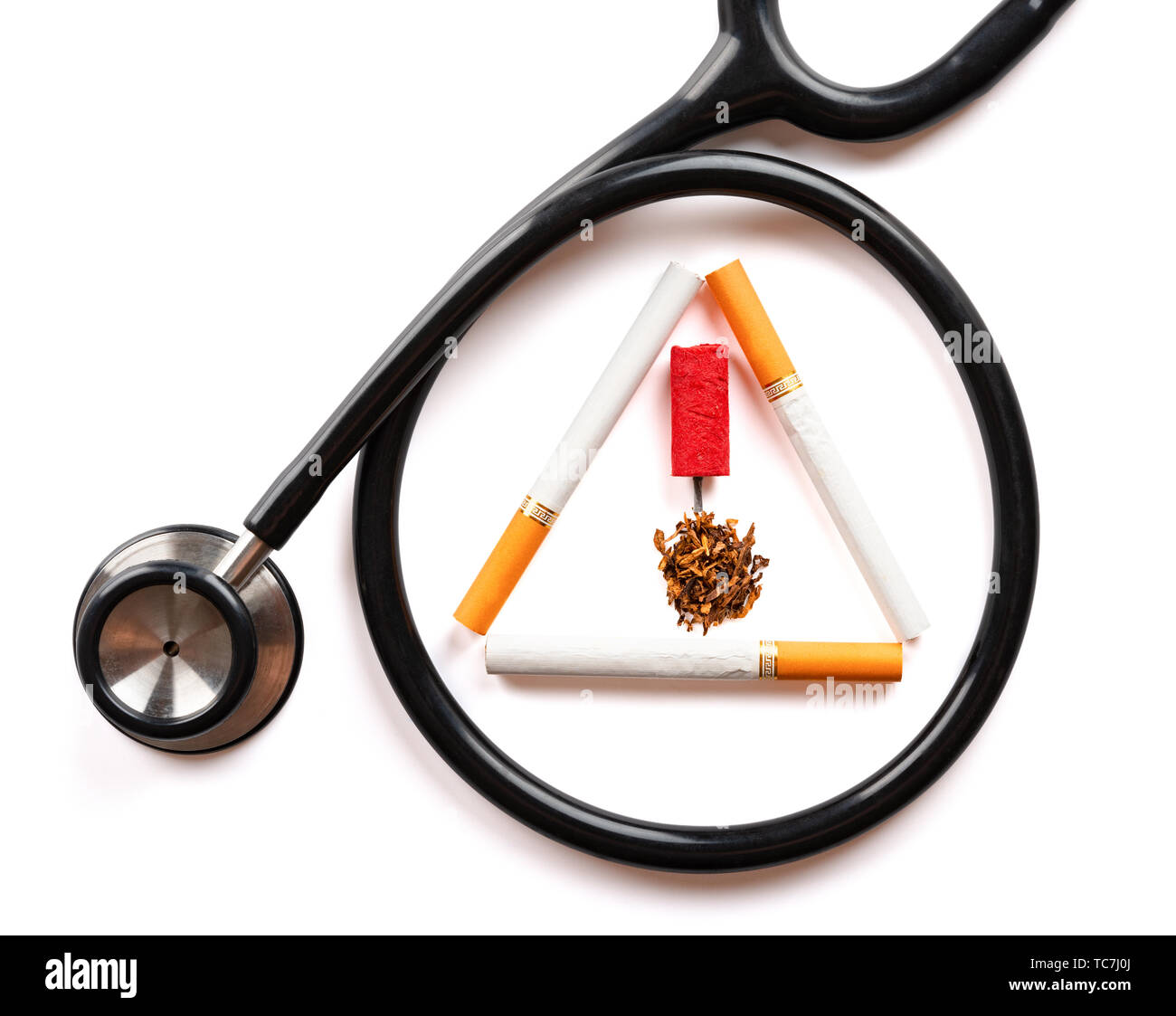 cigarette and firecracker and tobacco shaped like a warning sign ...