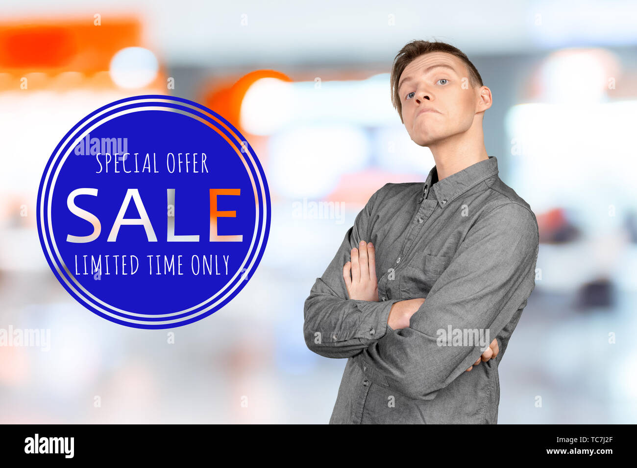 Portrait of young man with shocked facial expression Stock Photo - Alamy