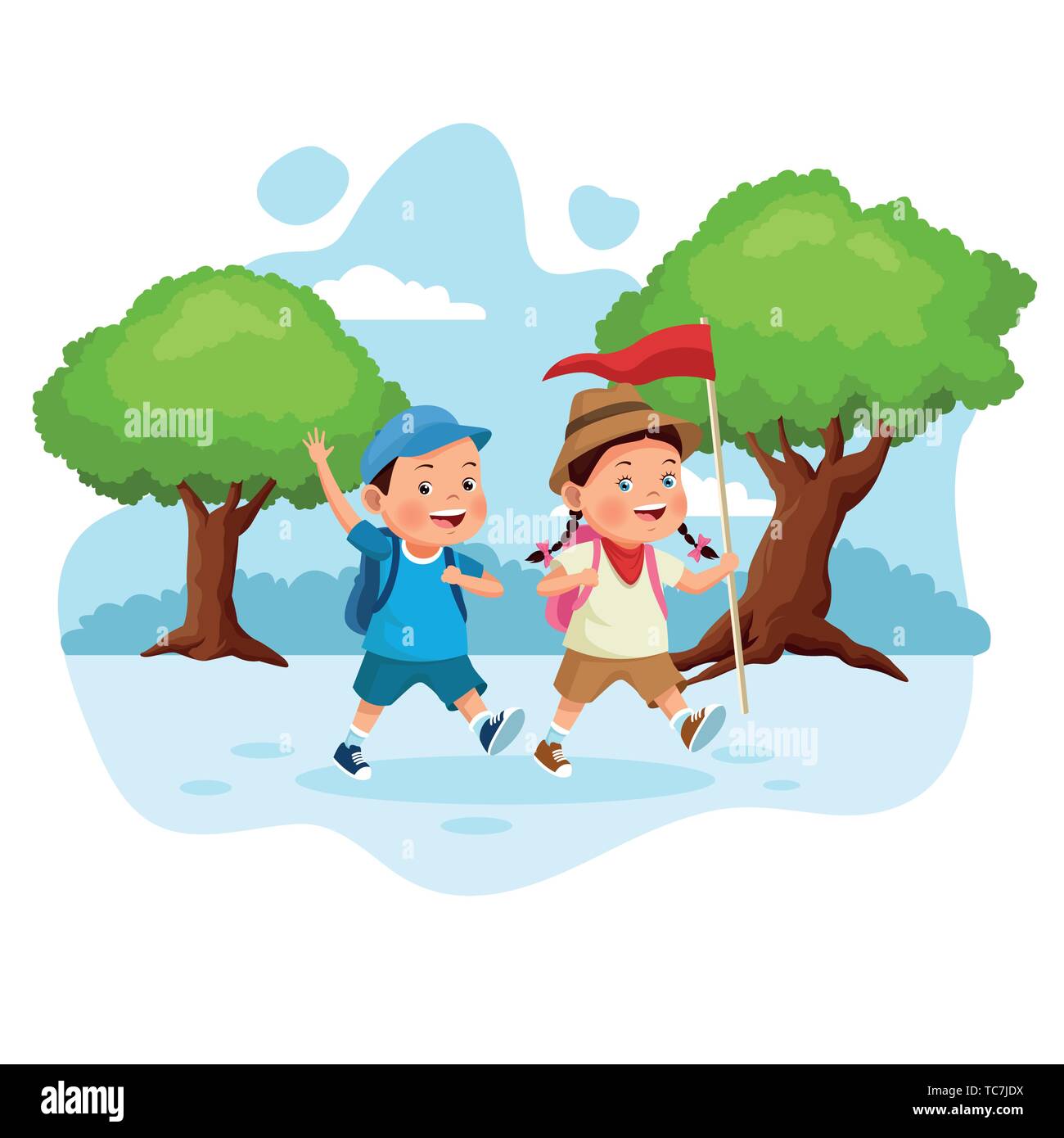 School children on field trip Stock Vector Images - Alamy