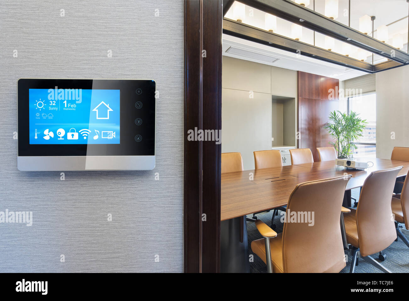 Smartscreen in modern meeting room Stock Photo - Alamy