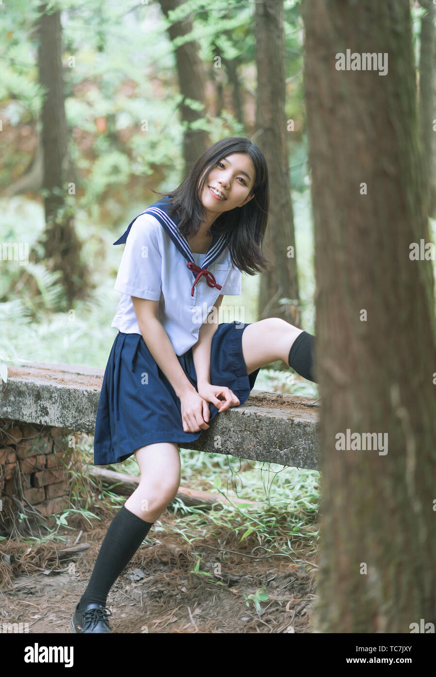 Japanese JK, bathrobe portrait Stock Photo - Alamy