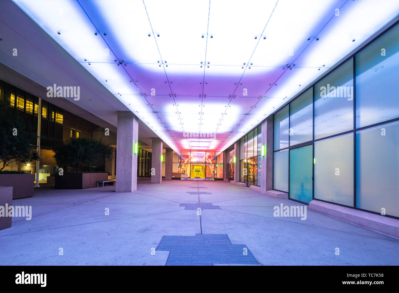 beautiful light show in corridor of modern shopping mall Stock Photo ...