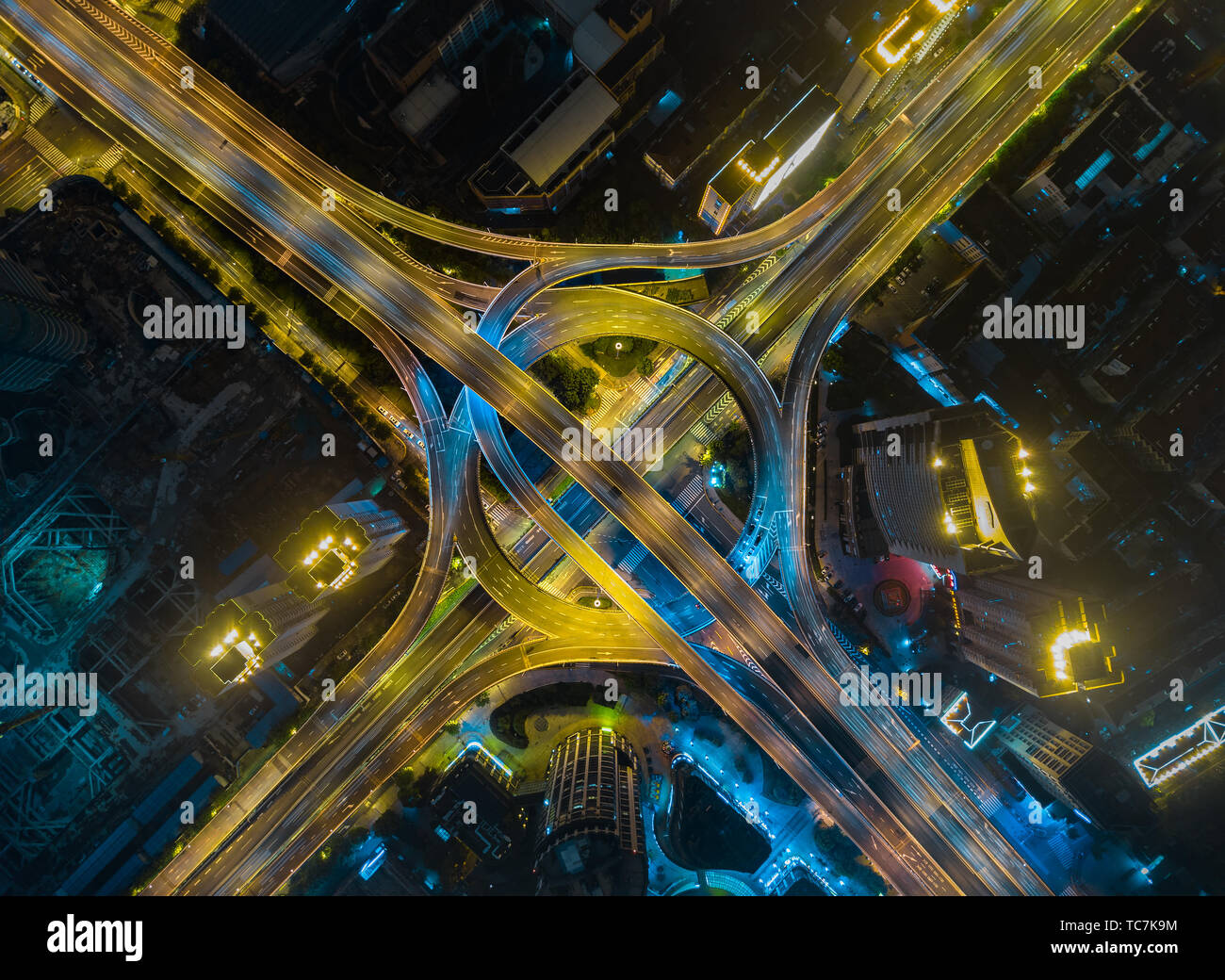 Aerial shot Shanghai city interchange Stock Photo - Alamy