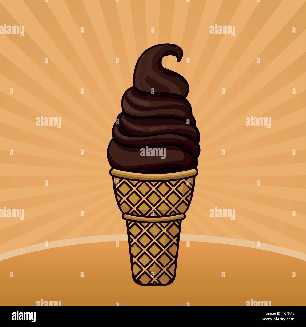 Chocolate Sundae ice cream cone food Stock Vector Image & Art - Alamy