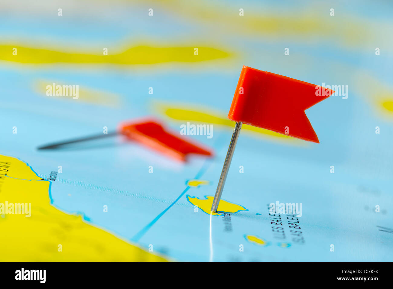 Travel destination points on a map Stock Photo - Alamy