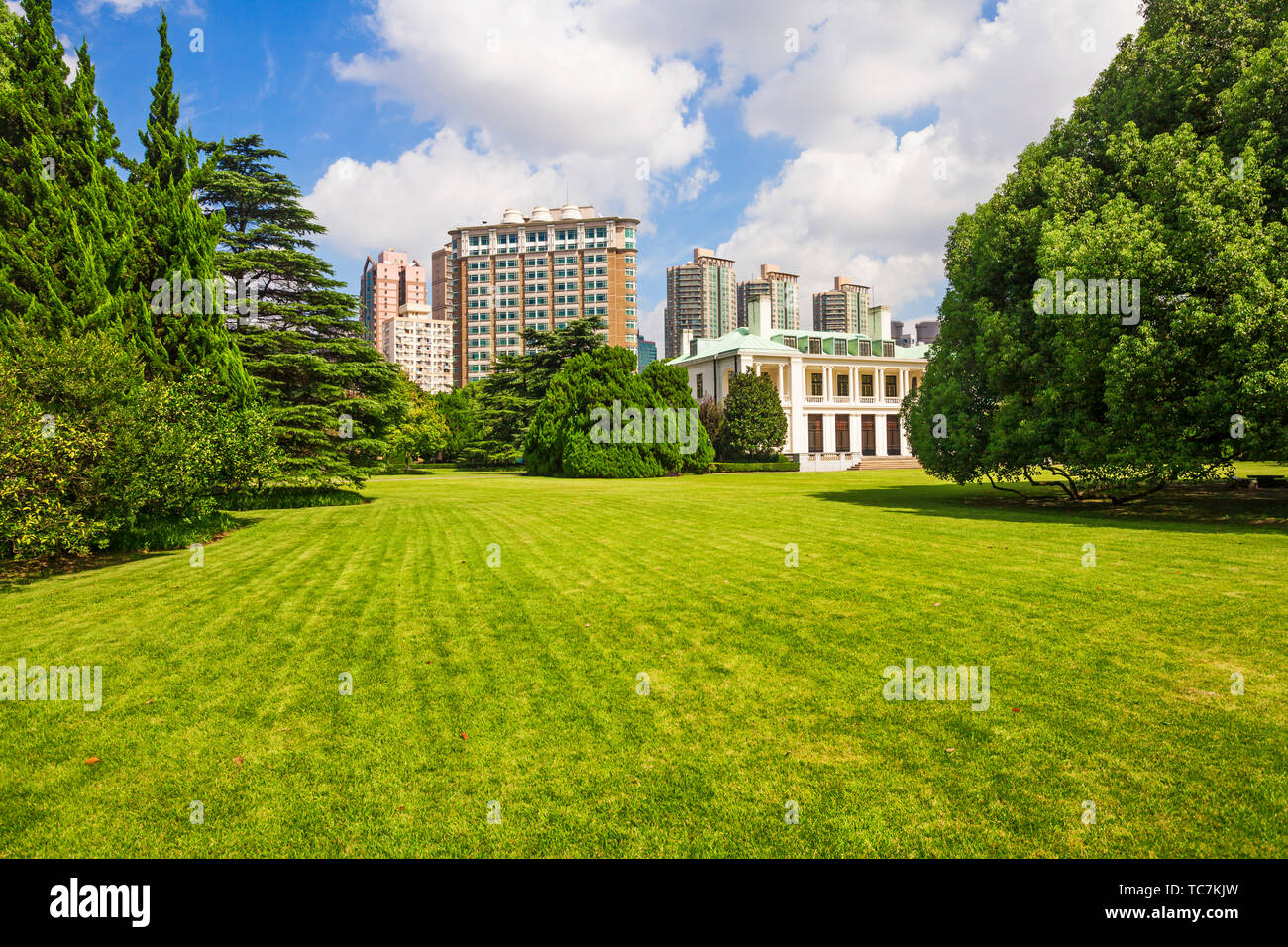 Grassland and Buildings Stock Photo - Alamy