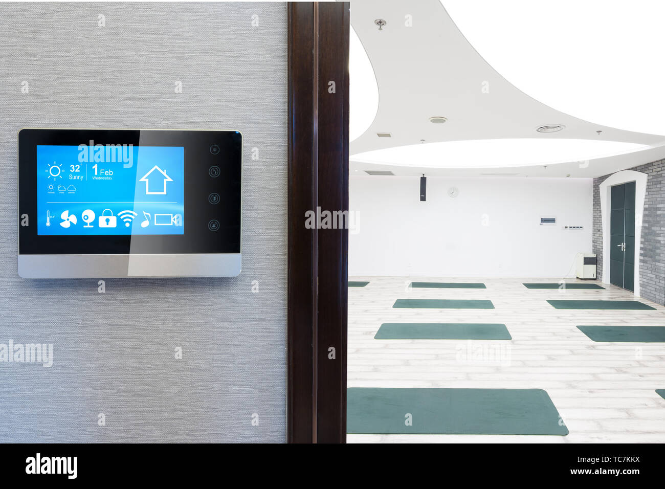 smart screen with smart home with modern gym Stock Photo - Alamy