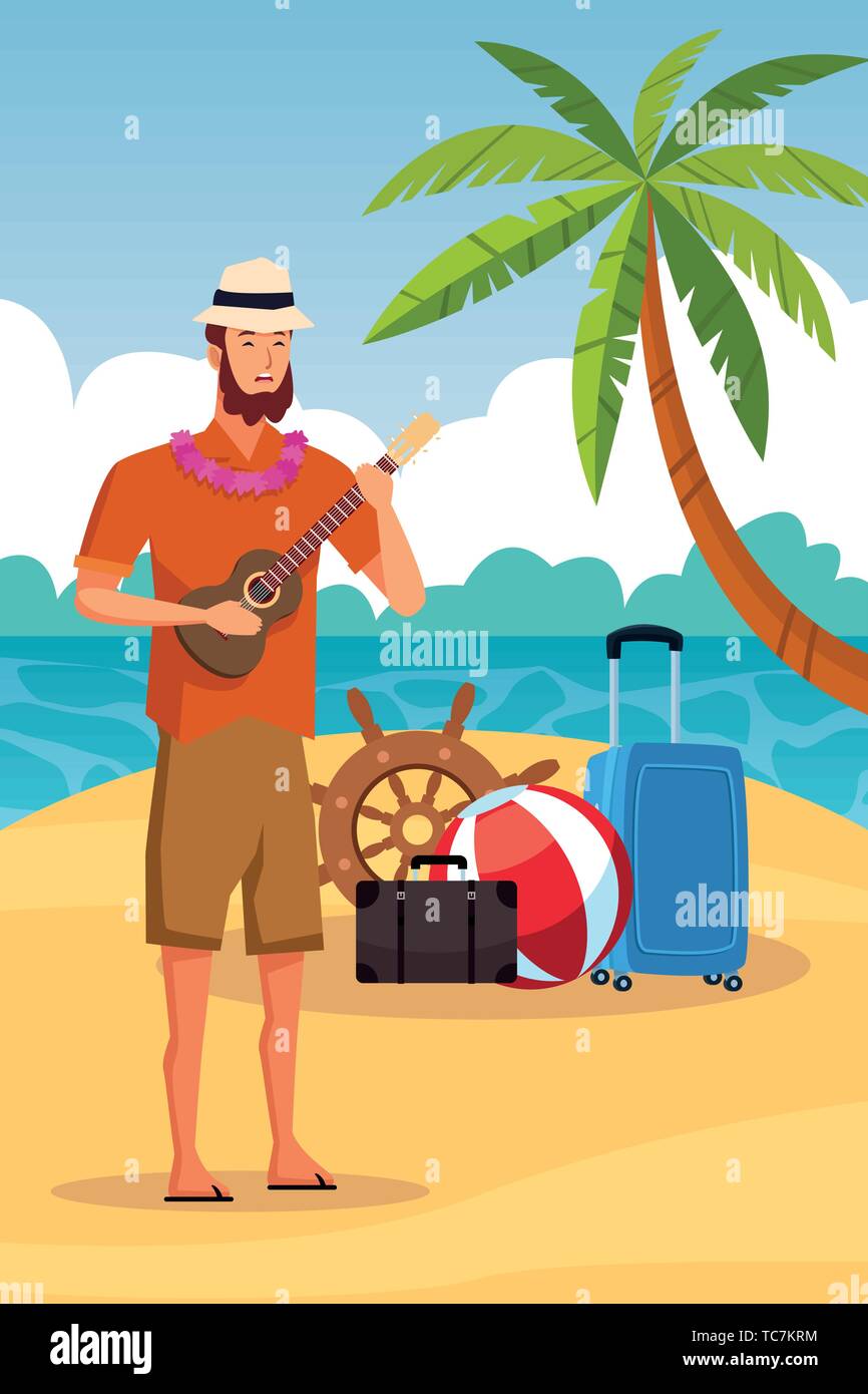 Young man in the beach cartoons Stock Vector Image & Art - Alamy