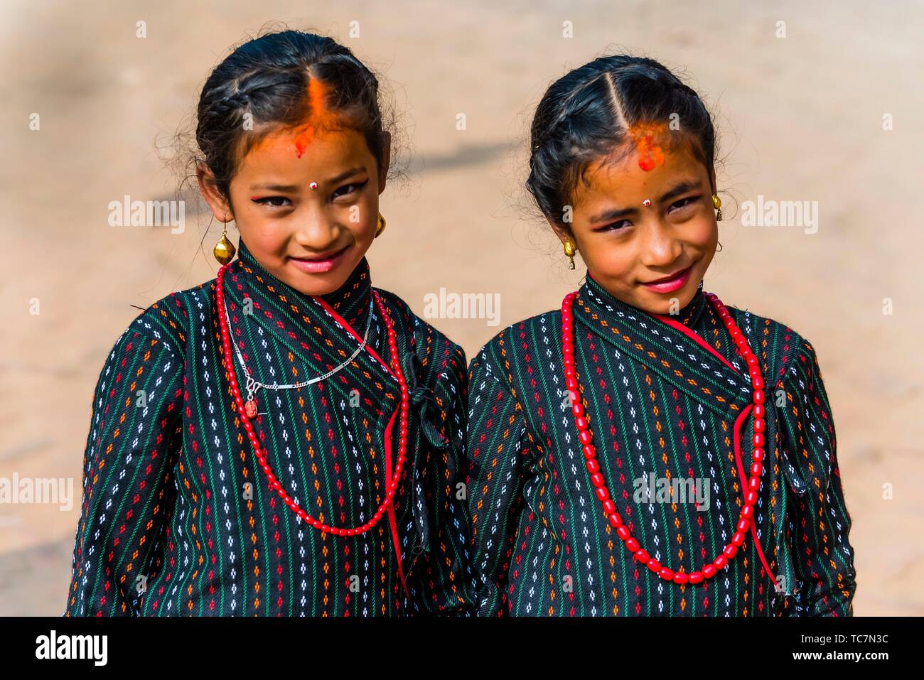 Girls In Traditional Nepali Dress High Resolution Stock Photography and ...