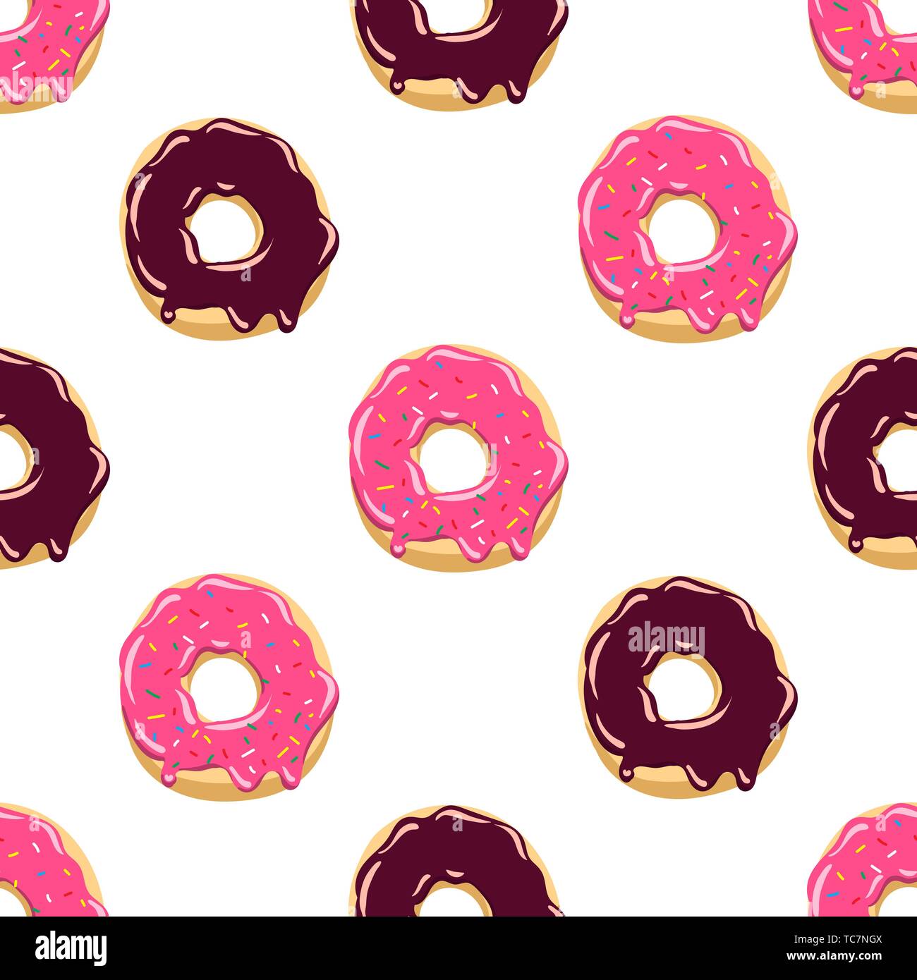 Color donut seamless pattern Glazed donuts background Vector ...