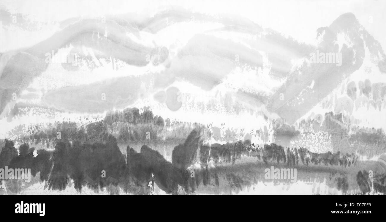 Abstract landscape ink background Stock Photo - Alamy