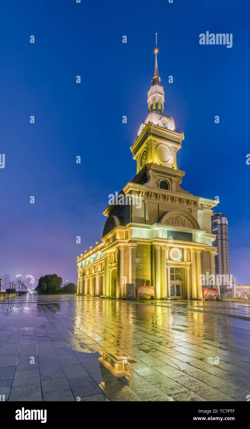Night view of city square building lights after rain Stock Photo - Alamy