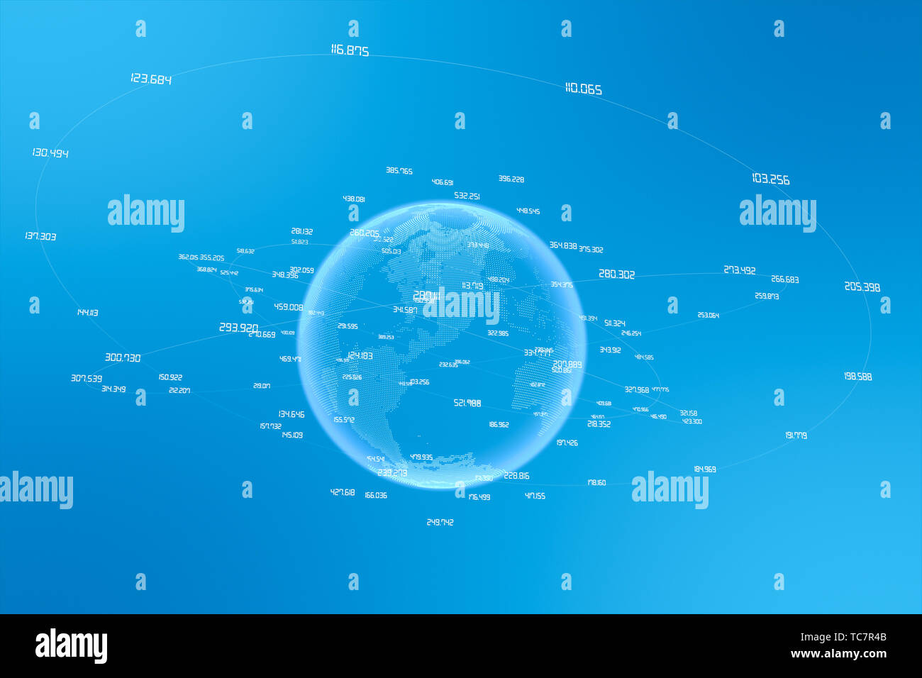 3D rendering, global big data concept light color background Stock ...