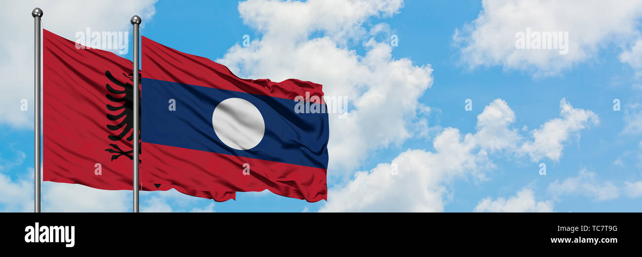 Laos albania flag waving hi-res stock photography and images - Alamy