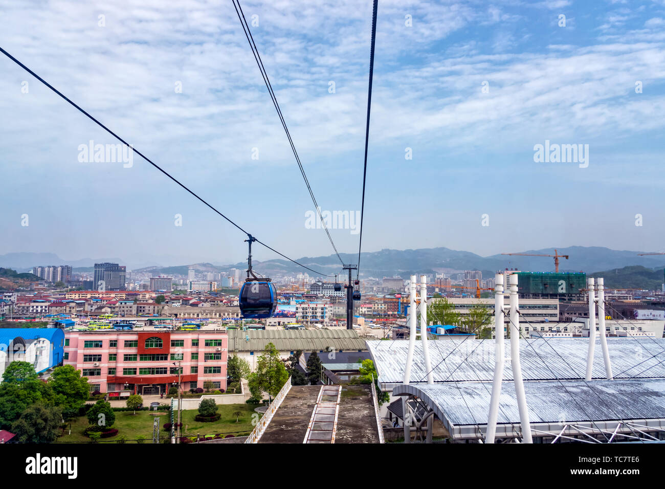 Zhangjiajie, Hunan, China April 2013 Cable cart on the way back to the ...