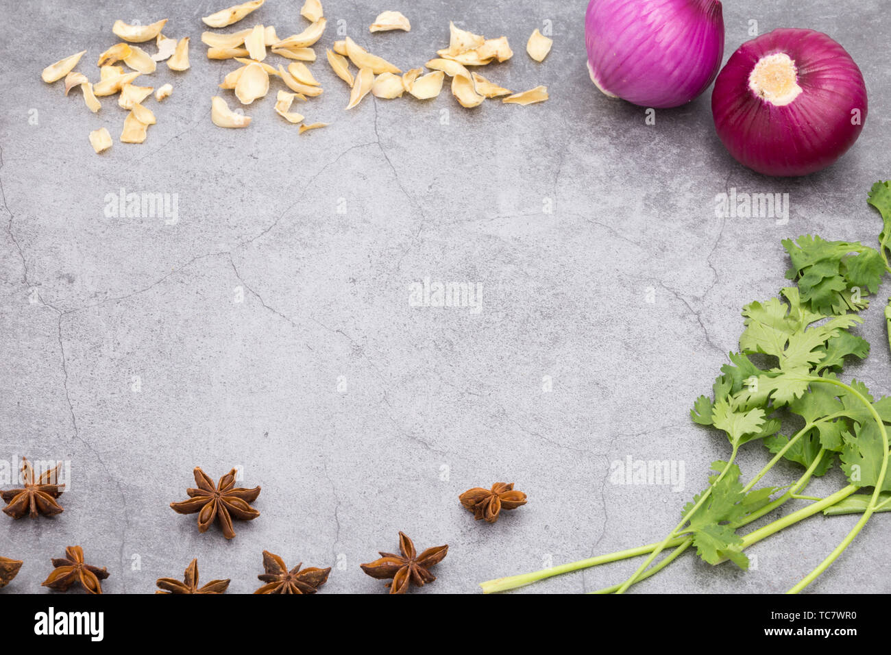 All kinds of seasonings and vegetables, used for cooking and seasoning ...