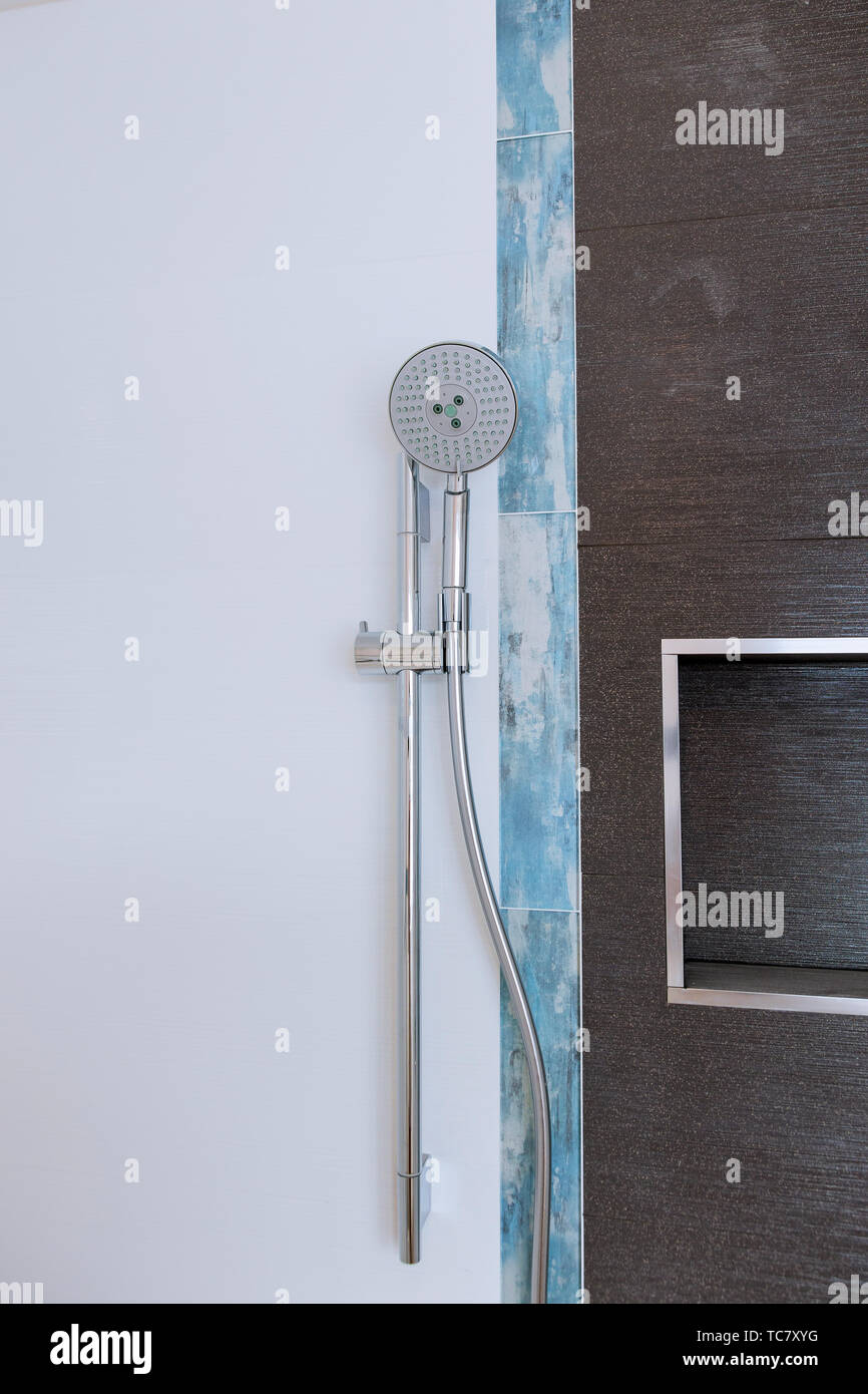 Shower head in private bathroom, design of home interior Stock Photo ...