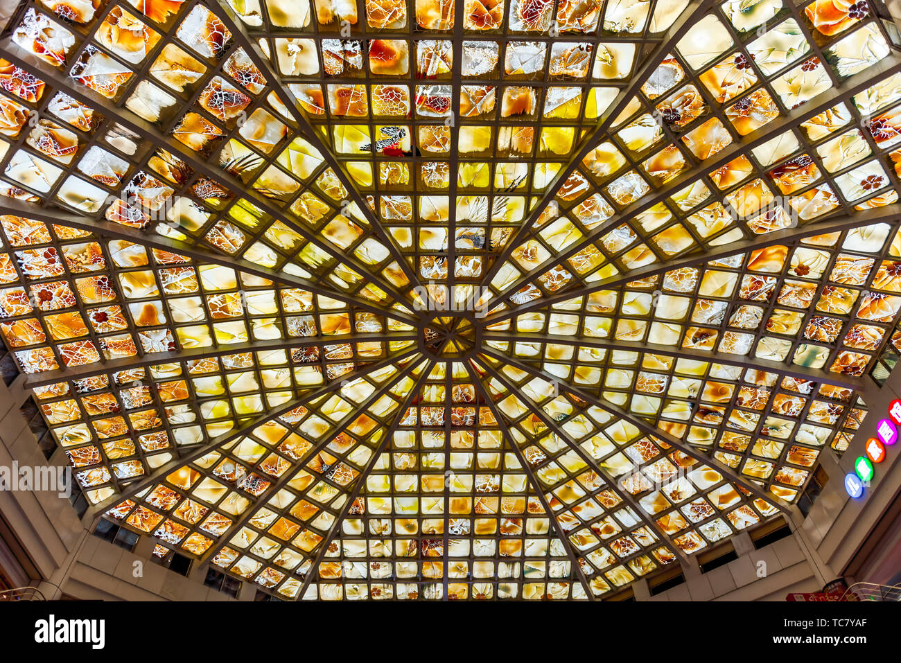 Modern stained glass roof close-up Stock Photo - Alamy