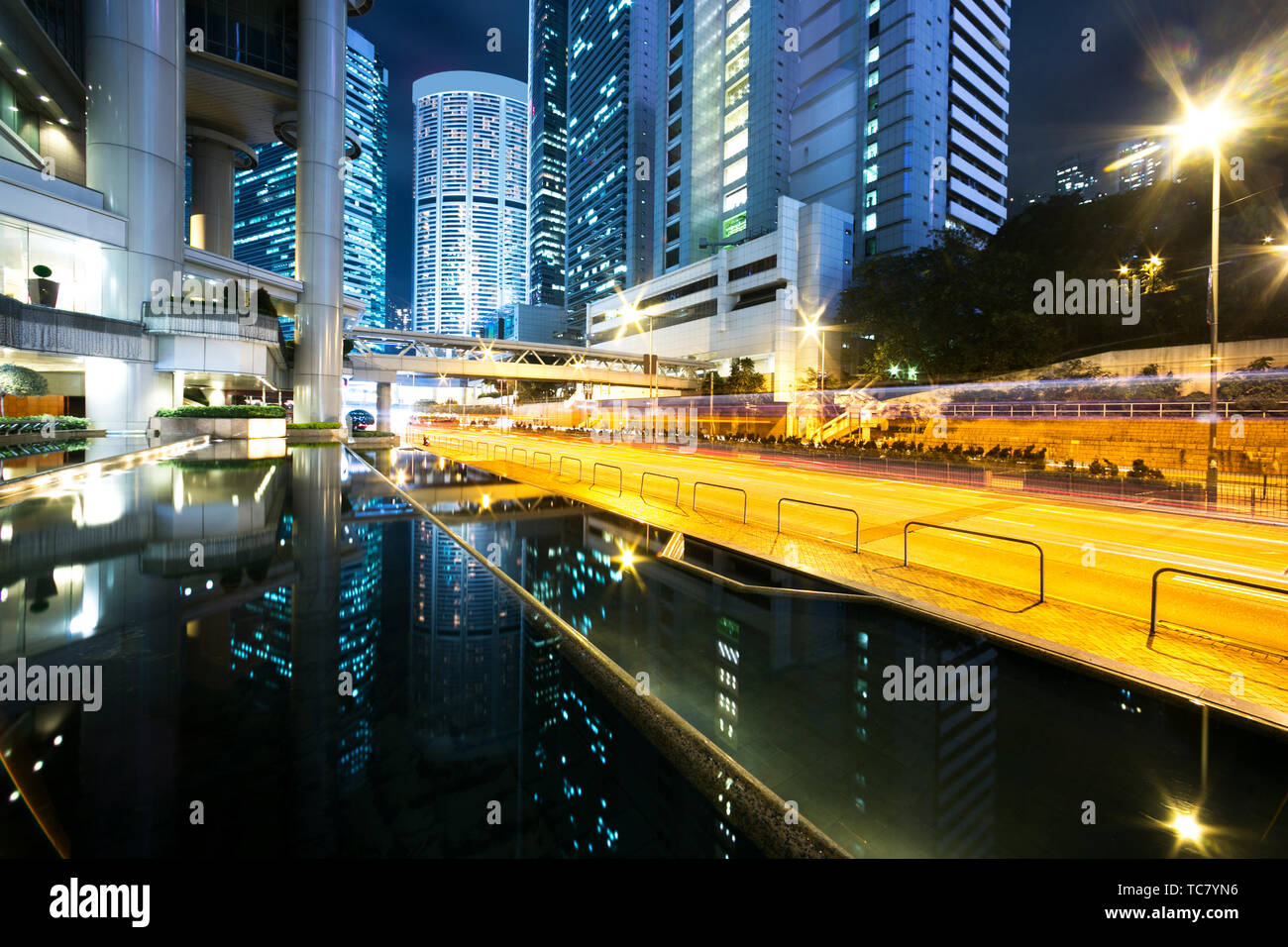 traffic light trails in modern city at night Stock Photo - Alamy