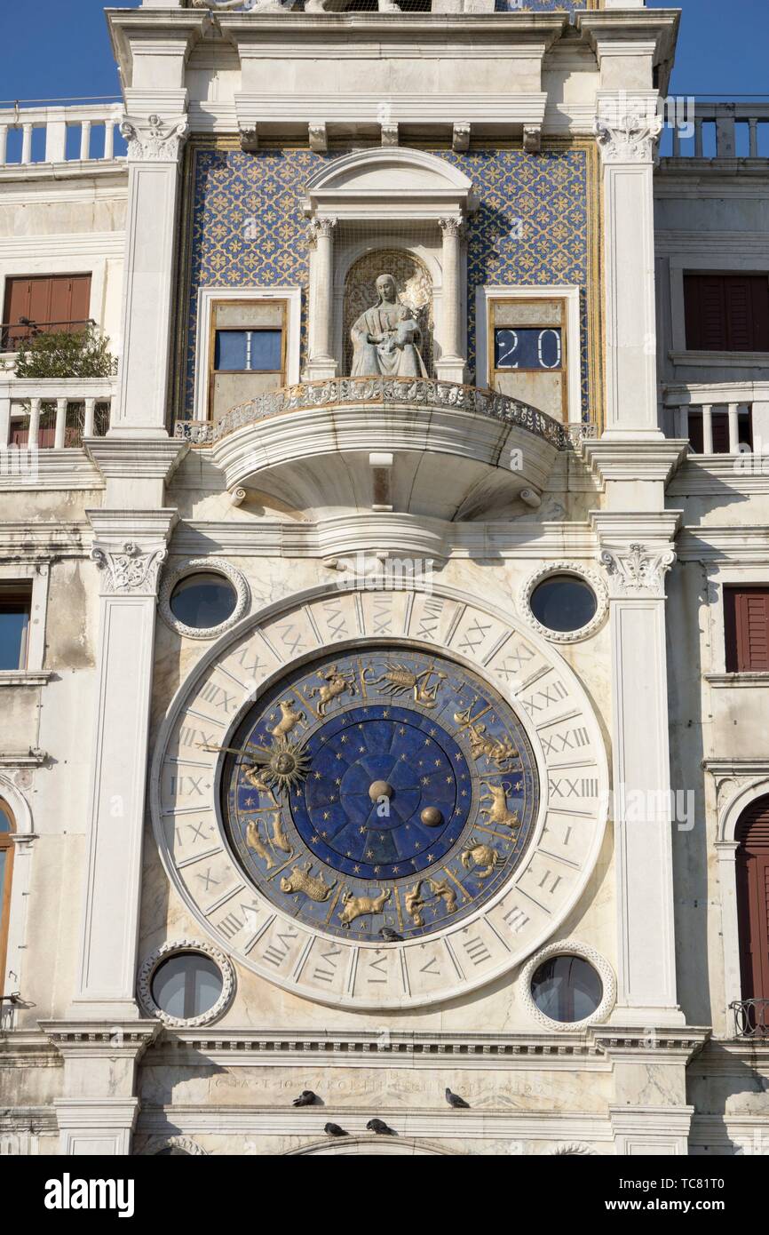 Venice, Veneto, Italy : The clock at Saint Marks square Stock Photo - Alamy