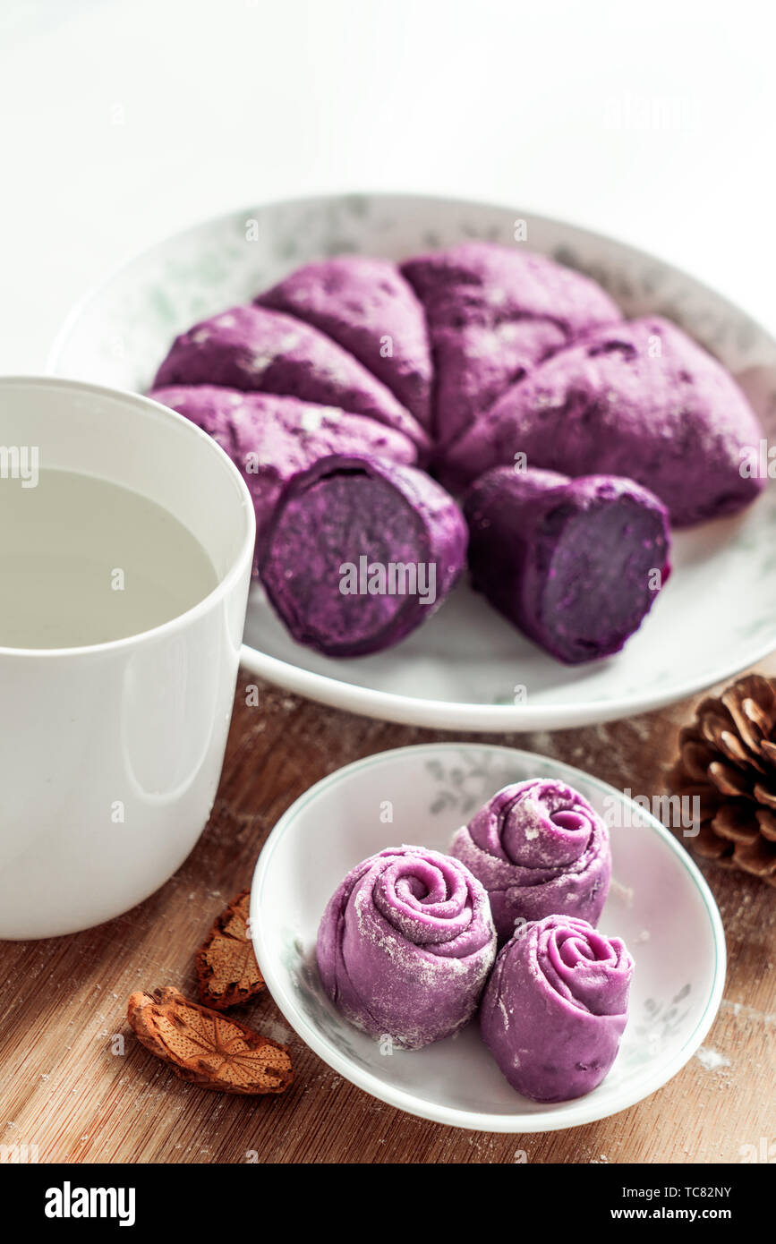 Purple potato pastry cuisine Stock Photo - Alamy