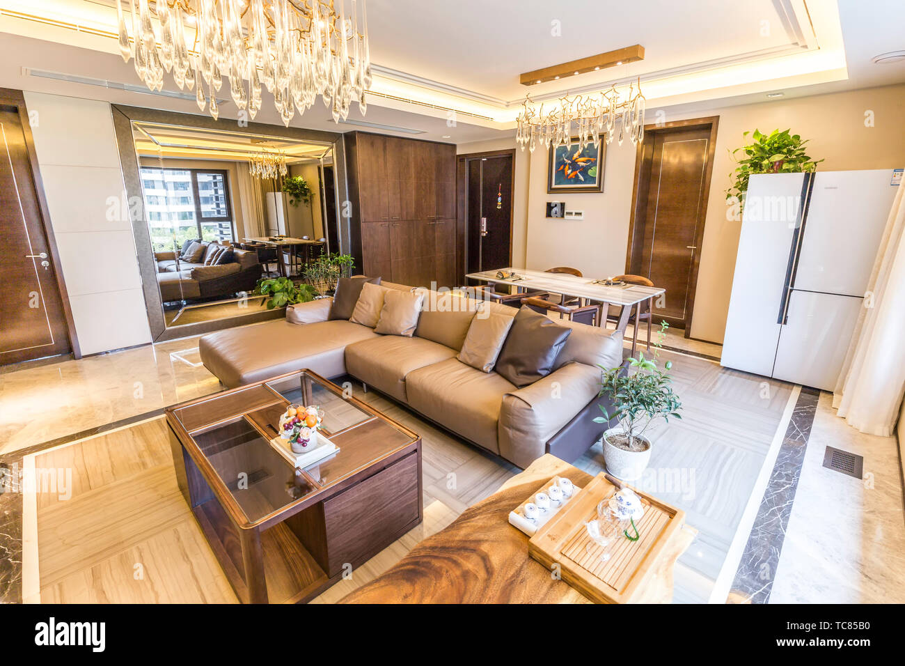 Design of interior design space of model room in modern living room ...