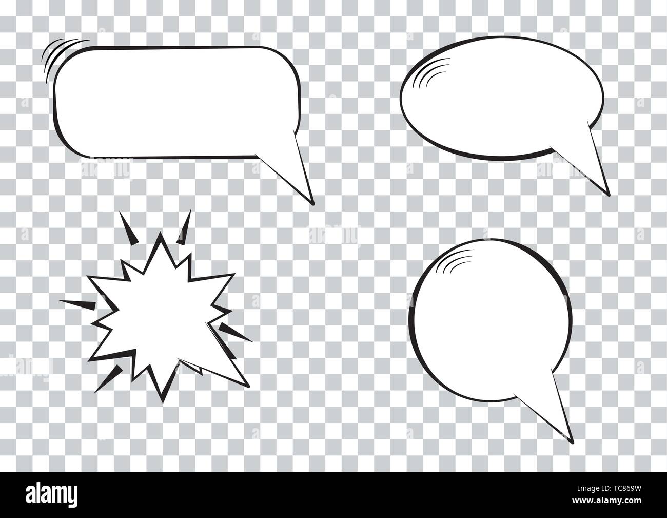 Variety of cartoon speech bubbles on transparent background. Vector ...
