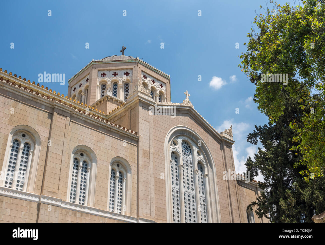 Exterior of Metropolitan Greek Orthodox Cathedral in Athens Stock Photo ...