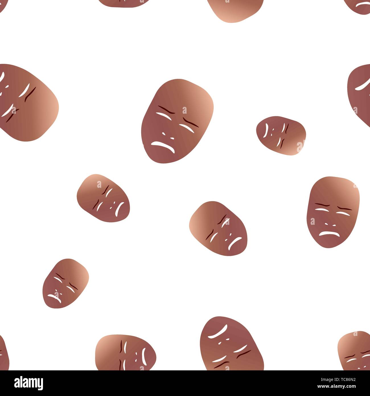 Seamless pattern of theatrical mask with crying emotion. Vector ...