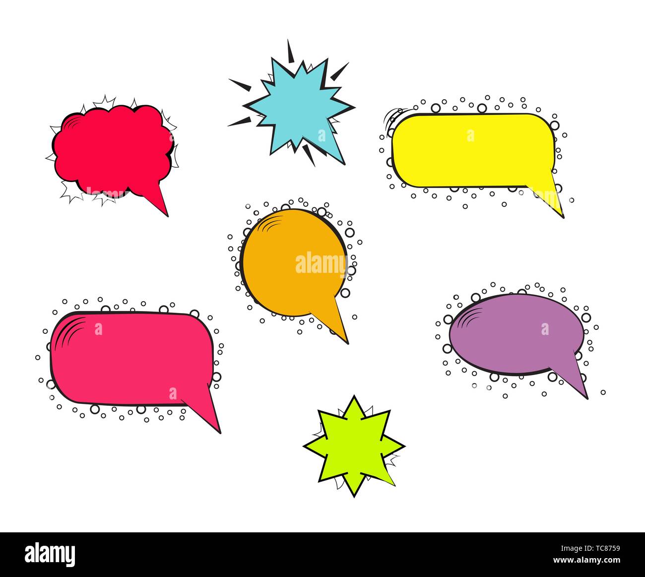 Variety of cartoon speech bubbles on White background. Vector ...