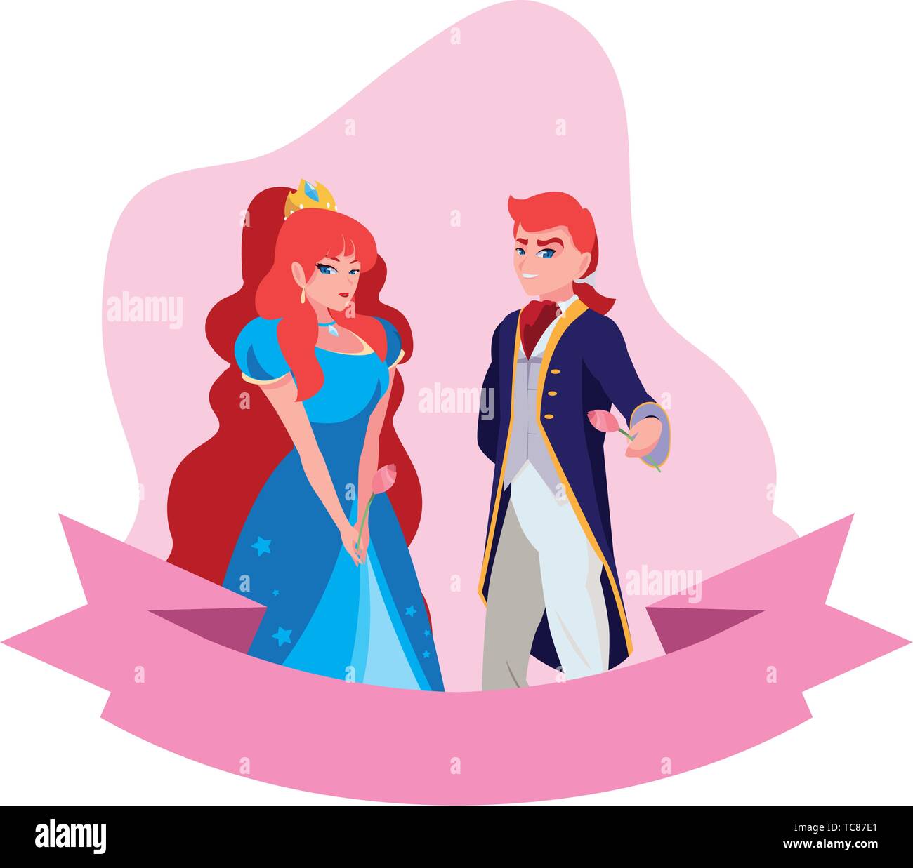 prince charming and princess of tales characters vector illustration ...
