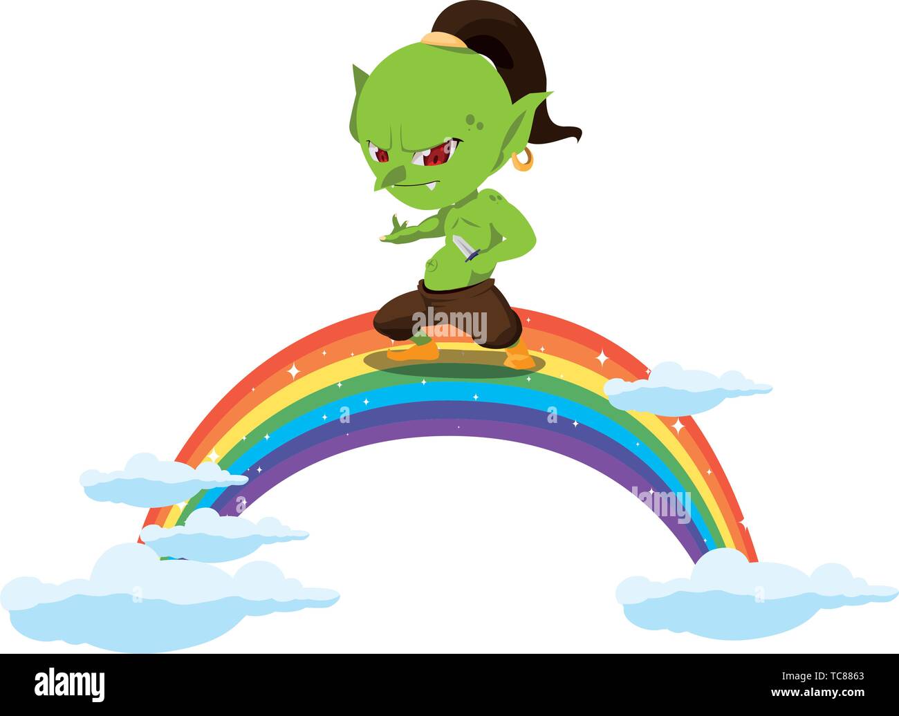 ugly troll with rainbow magic character vector illustration design ...