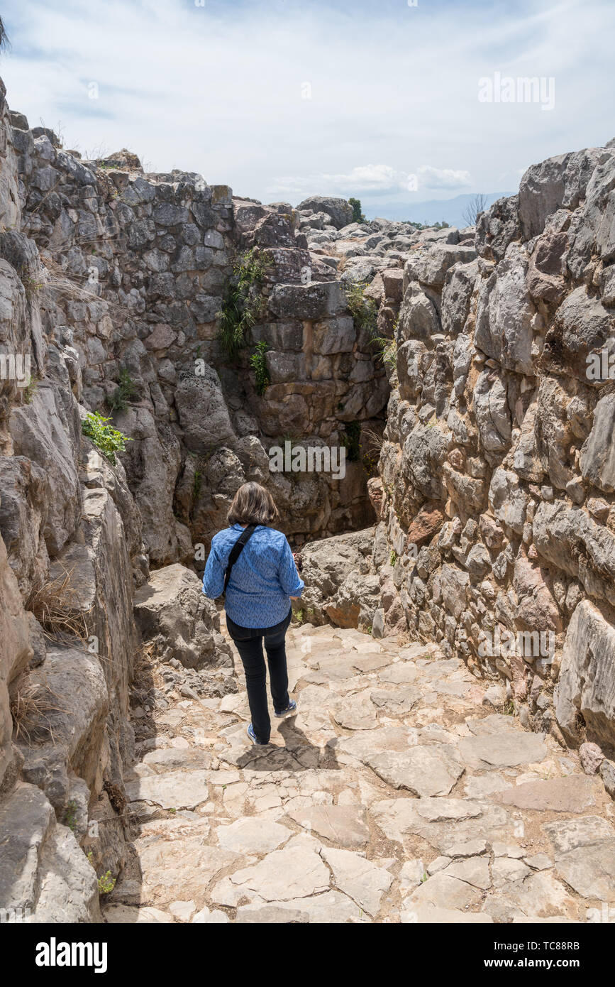 Ancient Greek historic site of Tiryns in Peloponnese Greece Stock Photo ...