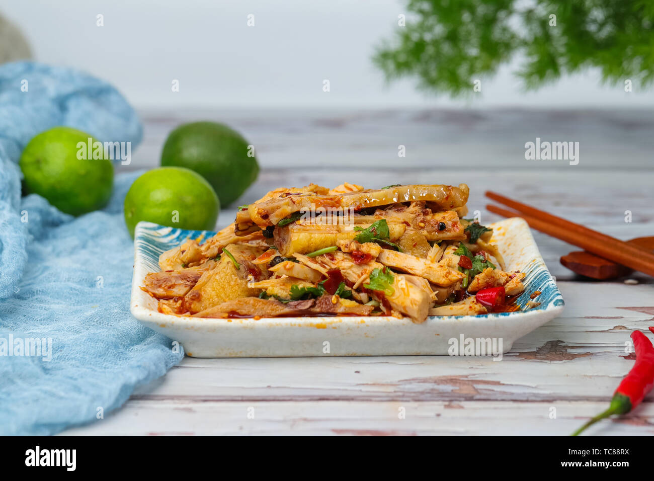 drooling chicken, stick chicken Stock Photo - Alamy