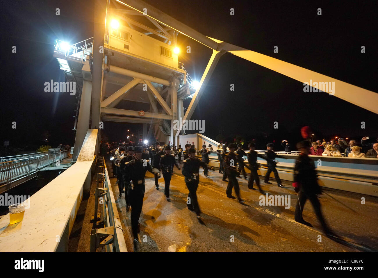 Members of The Rifles march across Pegasus Bridge in Normandy, France ...