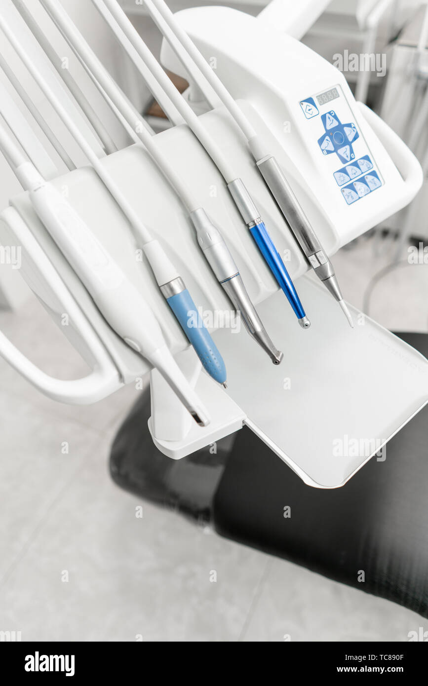 Stomatological instrument in the dentists clinic. Dental work in clinic ...