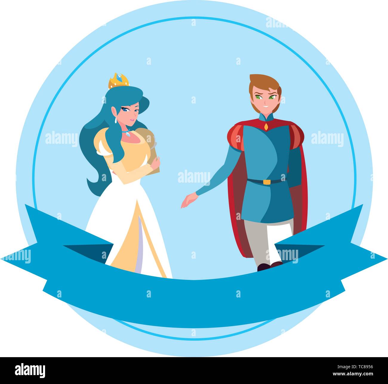 prince charming and princess of tales characters vector illustration ...