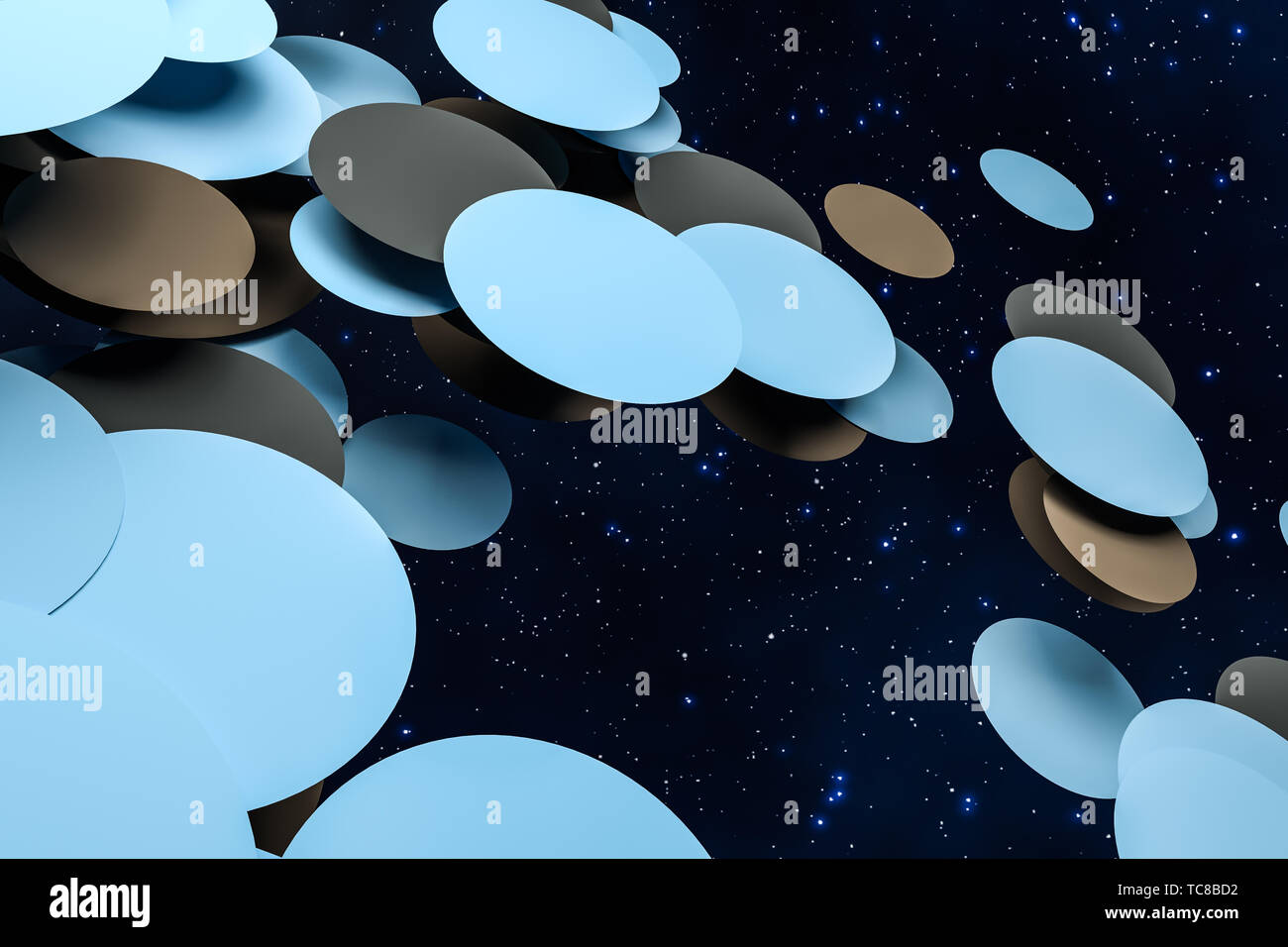 Three-dimensional rendering, blank round piece of paper surround ...