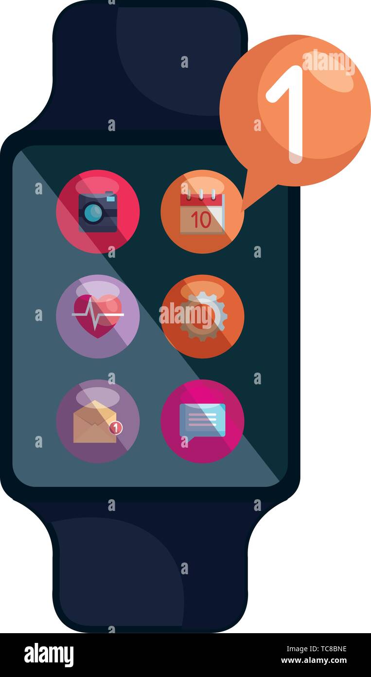 smartwatch with menu applications and speech bubble Stock Vector Image ...