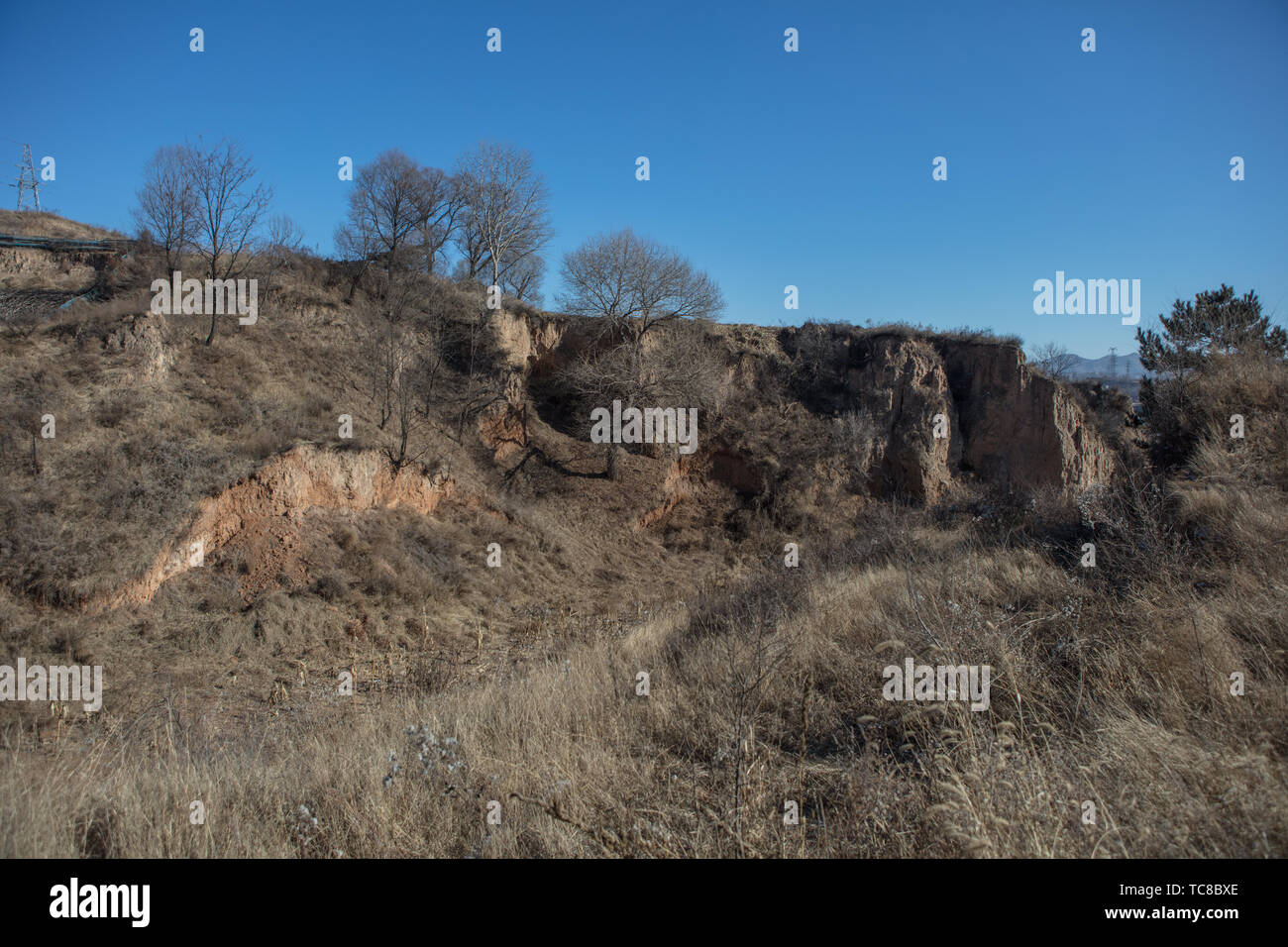 Landform of loess high slope in Shanxi Stock Photo - Alamy