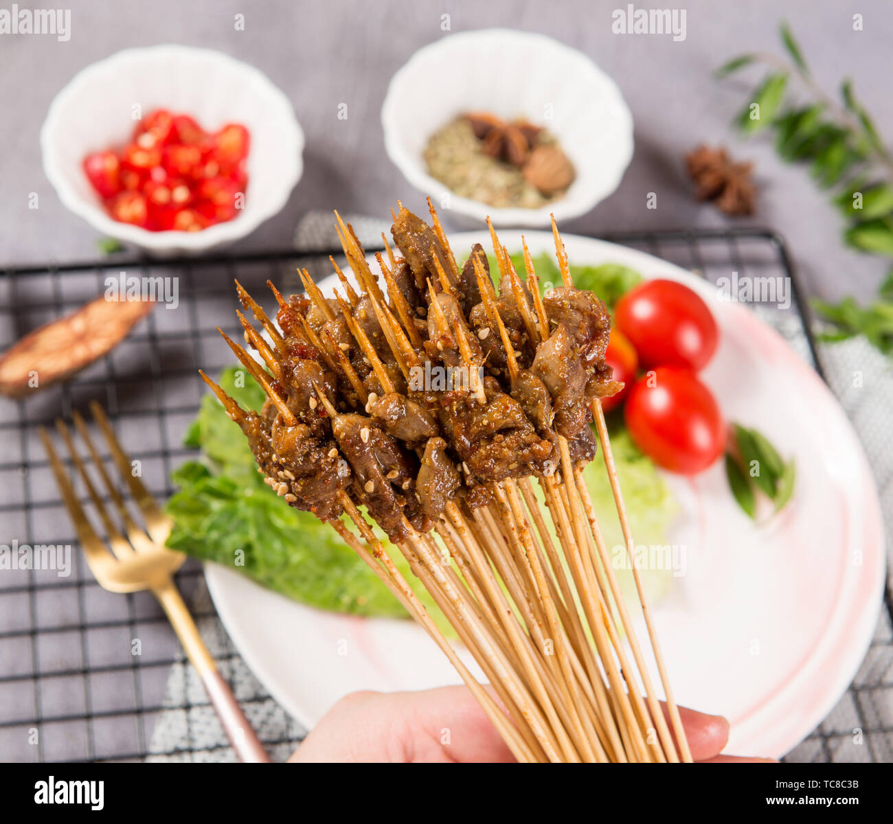 Barbecue lamb kebab Stock Photo - Alamy