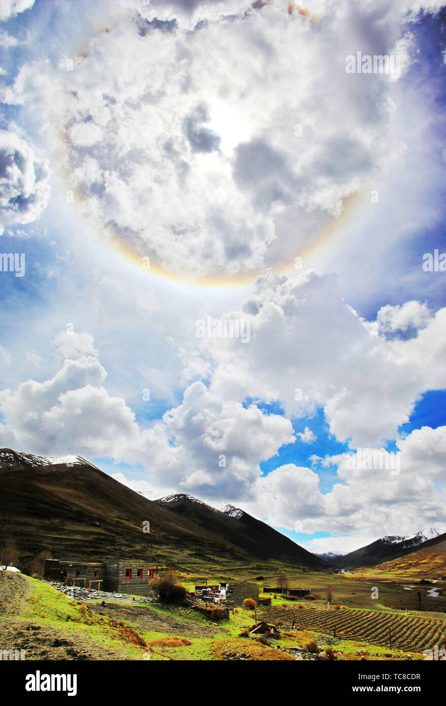 Buddha light in Xindu Bridge in Tibetan area Stock Photo - Alamy
