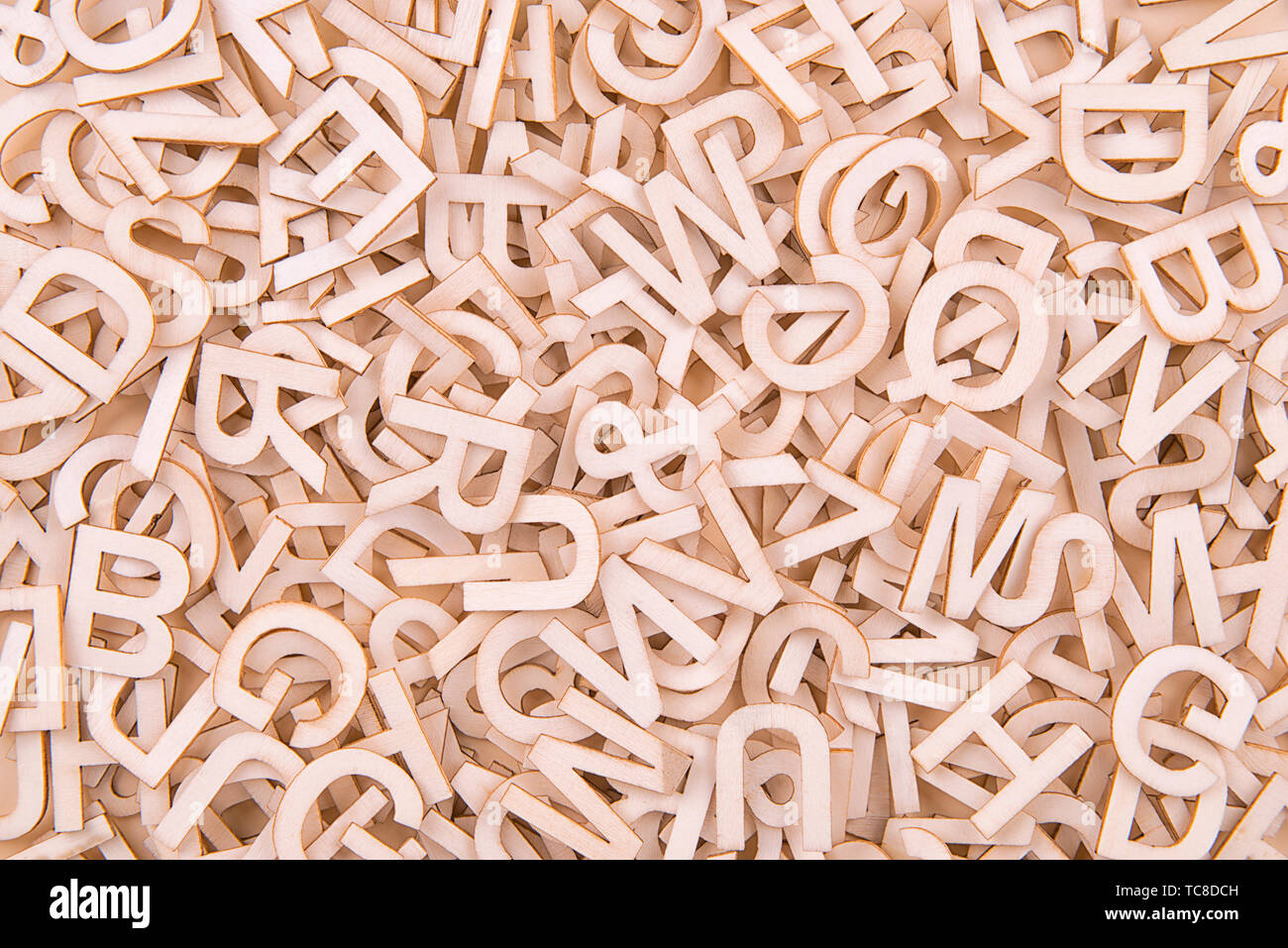 Top view on background texture of wooden letters. Copy space for your ...