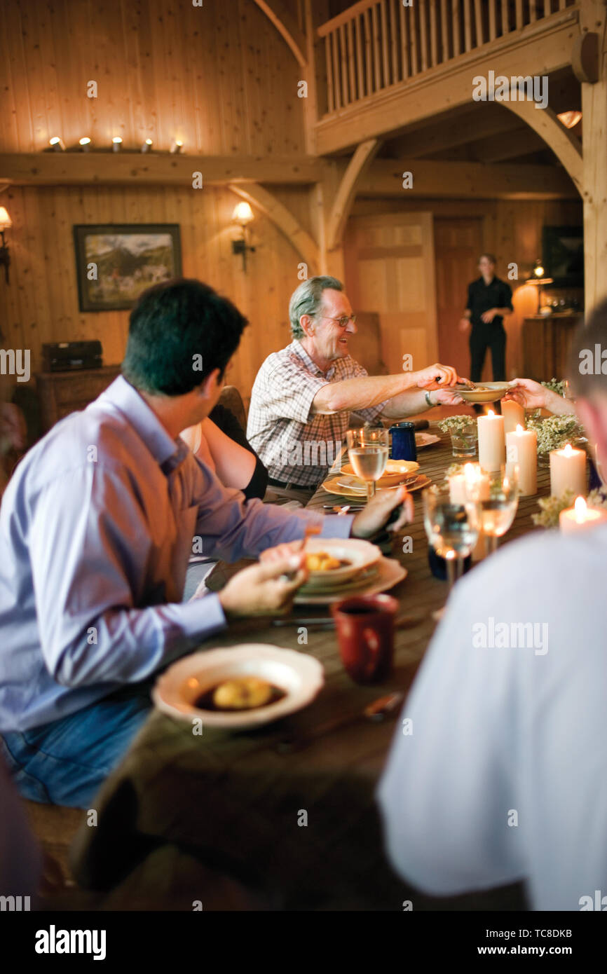 supper in a large dining hall Stock Photo - Alamy