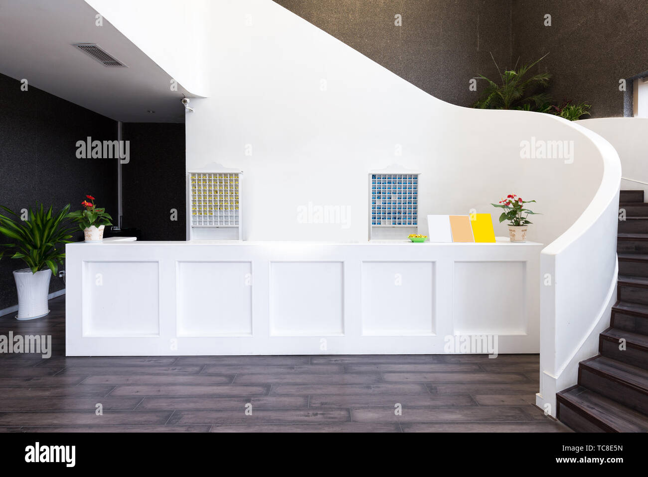 white elegant counter bar in modern gym Stock Photo - Alamy