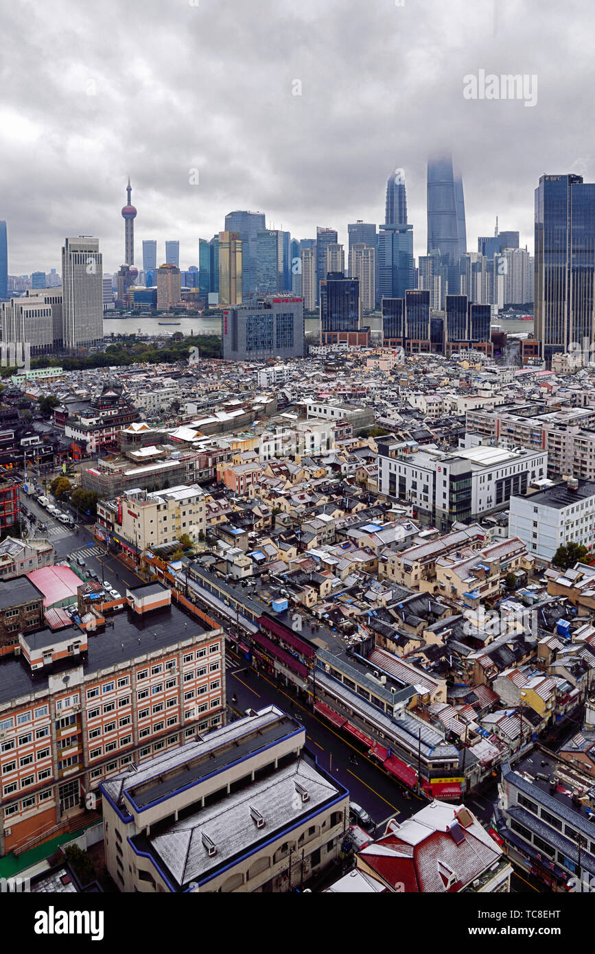 Architectural Scenery of Shanghai Wind and Snow City Stock Photo - Alamy