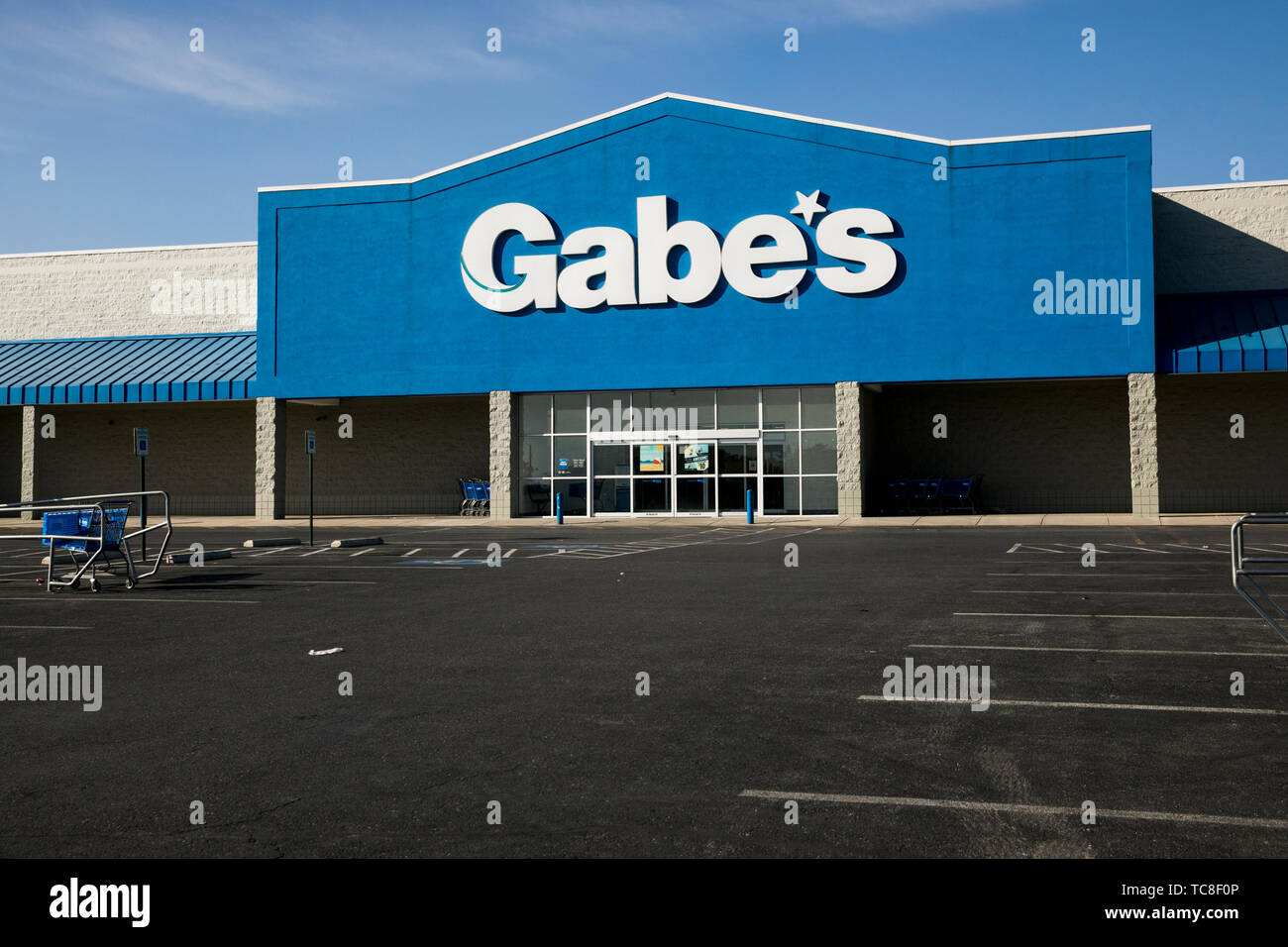 A logo sign outside of a Gabe's retail store location in Martinsburg ...