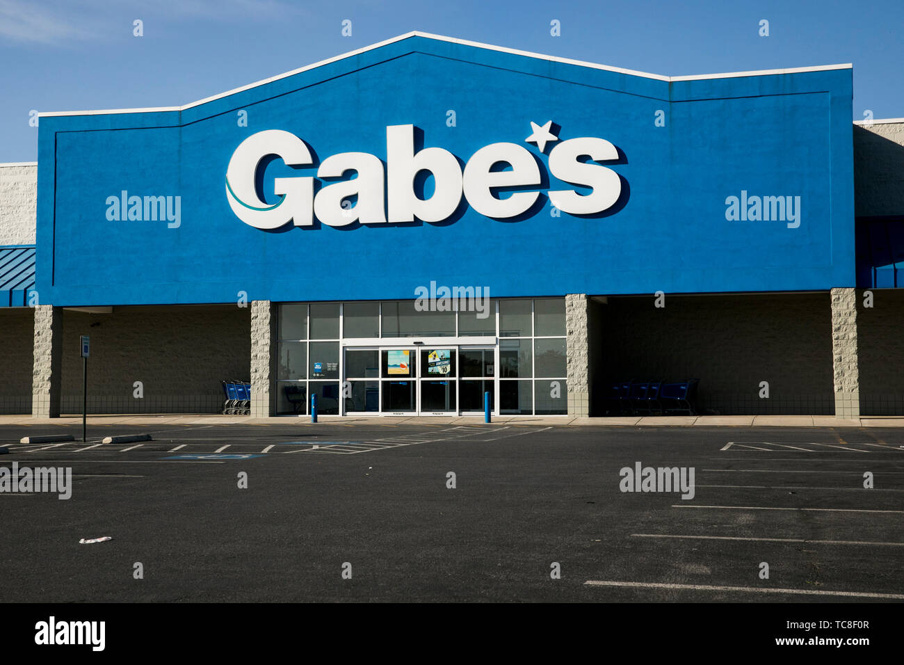 A logo sign outside of a Gabe's retail store location in Martinsburg ...